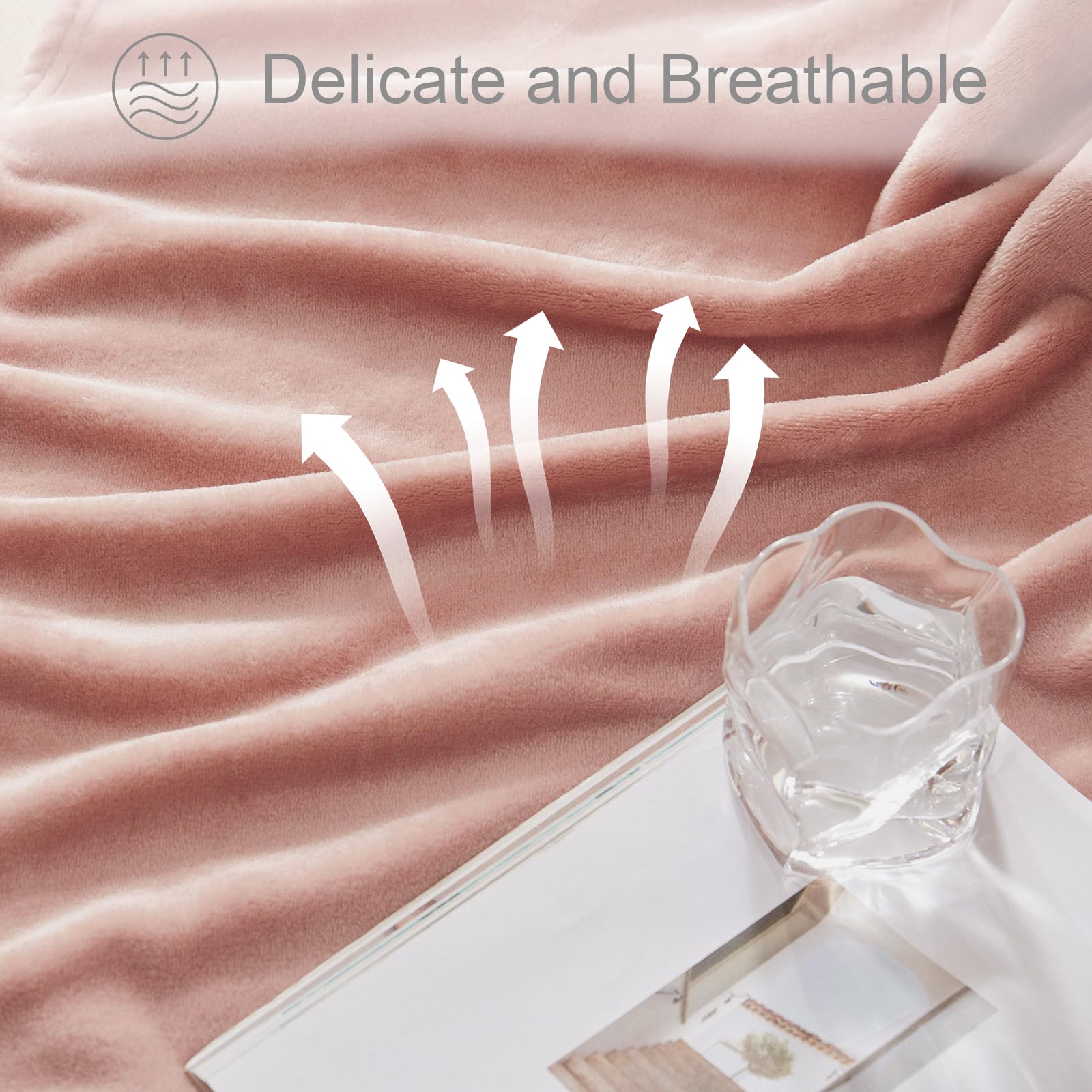 Exclusivo Mezcla Fleece Blanket Twin Size for Bed, Super Soft and Warm, All Season Use, Cozy, Plush, Lightweight, 60x80 Inches Dusty Pink