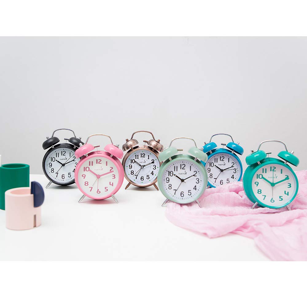 FLOITTUY {Loud Alarm for Deep Sleepers) 4'' Twin Bell Alarm Clock with Backlight for Bedroom and Home Decoration(Green)