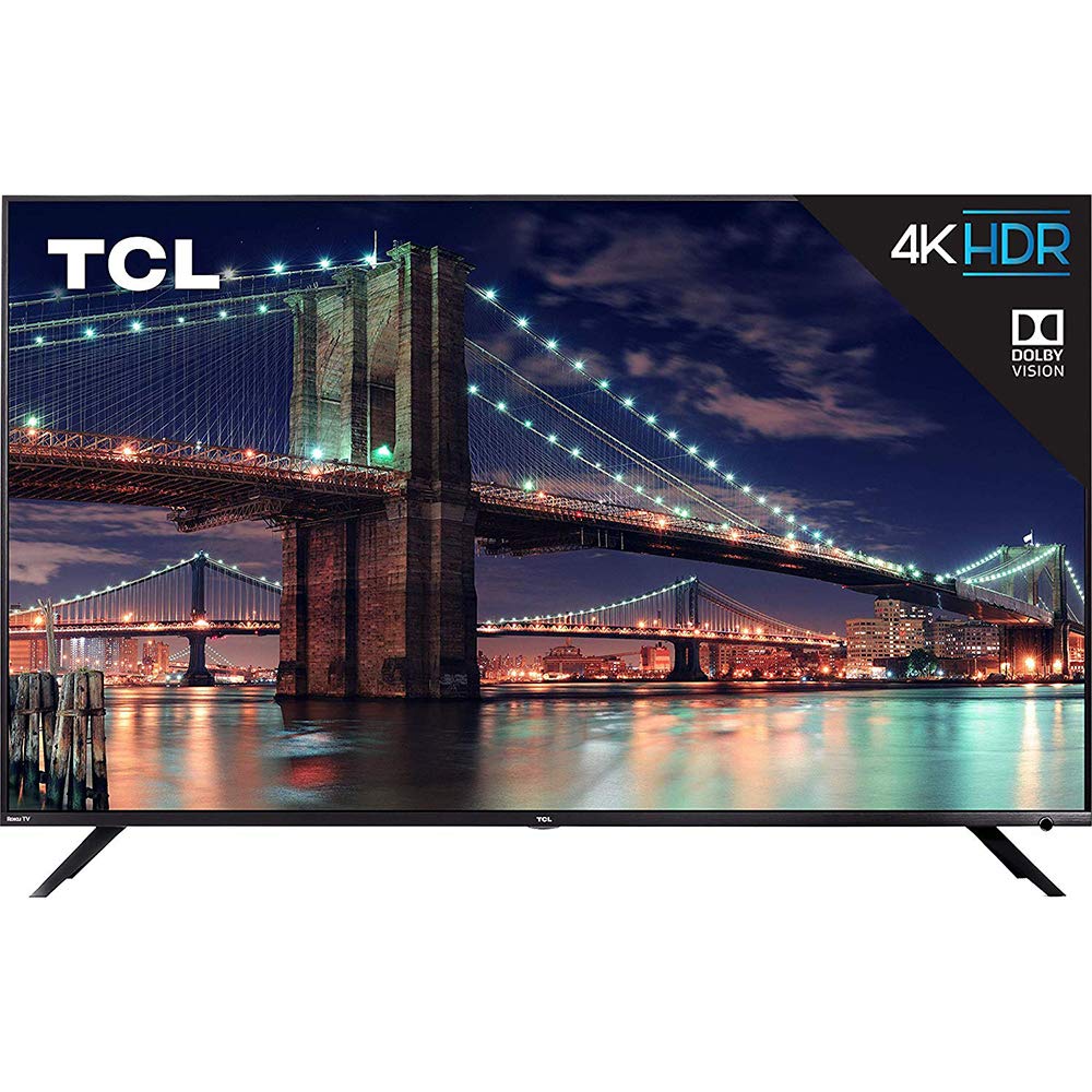 TCL 75R617 75-inch 6-Series 4K UHD Dolby Vision HDR Roku Smart TV Bundle with 37-70-inch Low Profile Wall Mount Kit, Deco Gear Wireless Keyboard and 6-Outlet Surge Adapter with Night Light