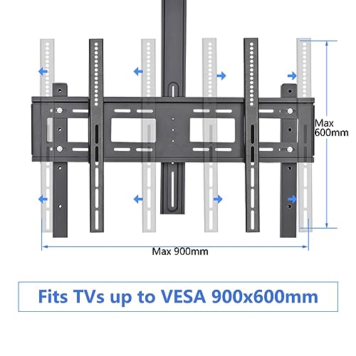 Suptek Mobile TV Cart Floor Stand for 40-100 inch TVs and LED LCD Screens Max 900x600 VESA Large Base Height Adjustable (ML1800B)
