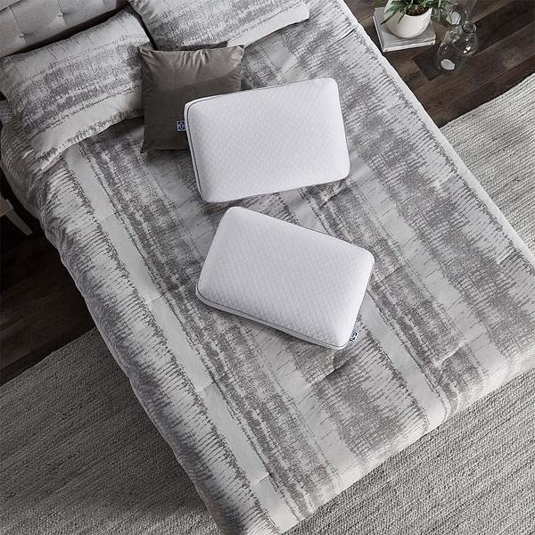 Sealy Essentials Memory Foam Bed Pillow for Pressure Relief, Adaptive Memory Foam Pillow with Washable Knit Cover, Standard, 24 x 16 in x 5 in,White