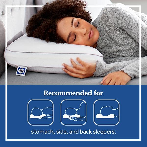 Sealy Essentials Memory Foam Bed Pillow for Pressure Relief, Adaptive Memory Foam Pillow with Washable Knit Cover, Standard, 24 x 16 in x 5 in,White