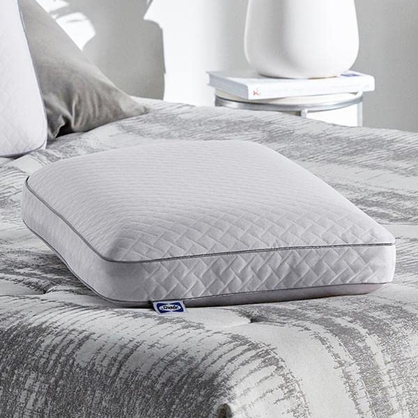 Sealy Essentials Memory Foam Bed Pillow for Pressure Relief, Adaptive Memory Foam Pillow with Washable Knit Cover, Standard, 24 x 16 in x 5 in,White