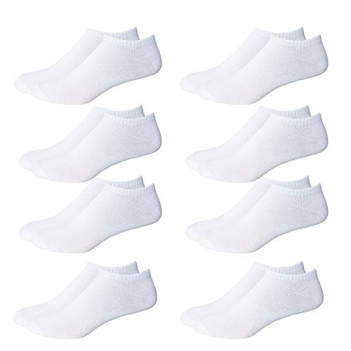 PACKO SOCKS Men's 8-Pairs Cotton Low Cut Ankle Socks (White)