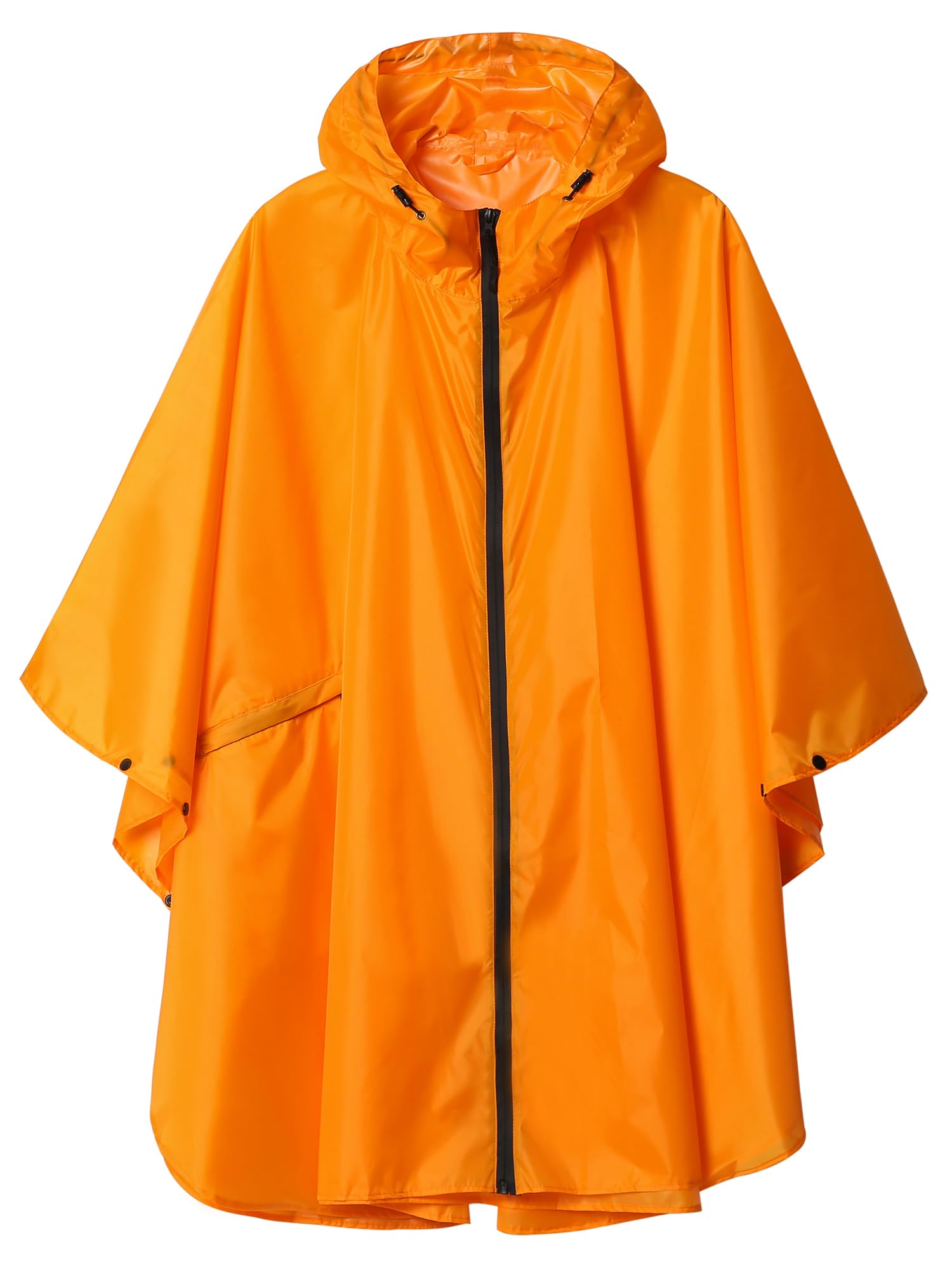 Unisex Rain Poncho Raincoat Hooded for Adults Women with Pockets(Orange)