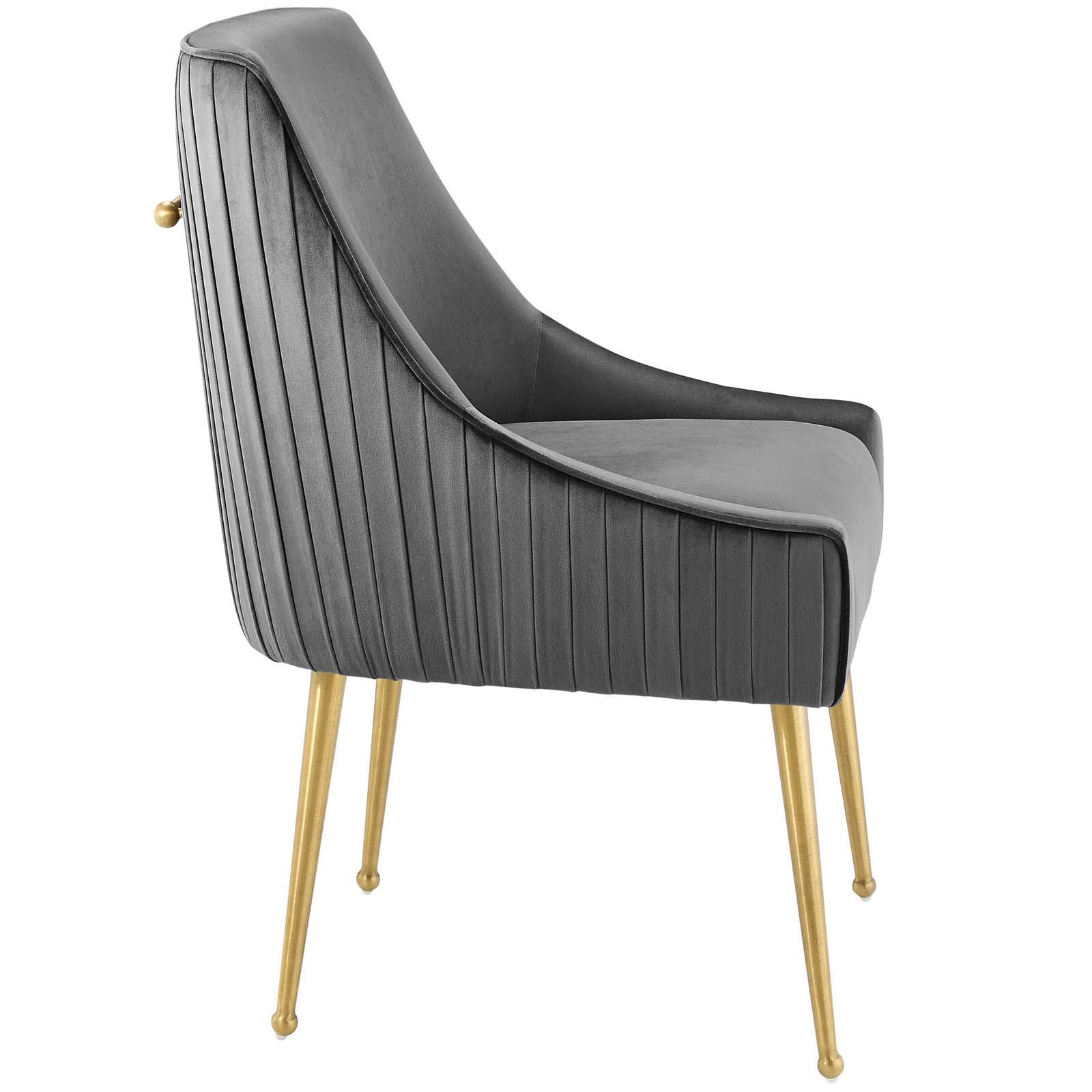 Modway Discern Pleated Back Upholstered Performance Velvet Dining Chair, Gray