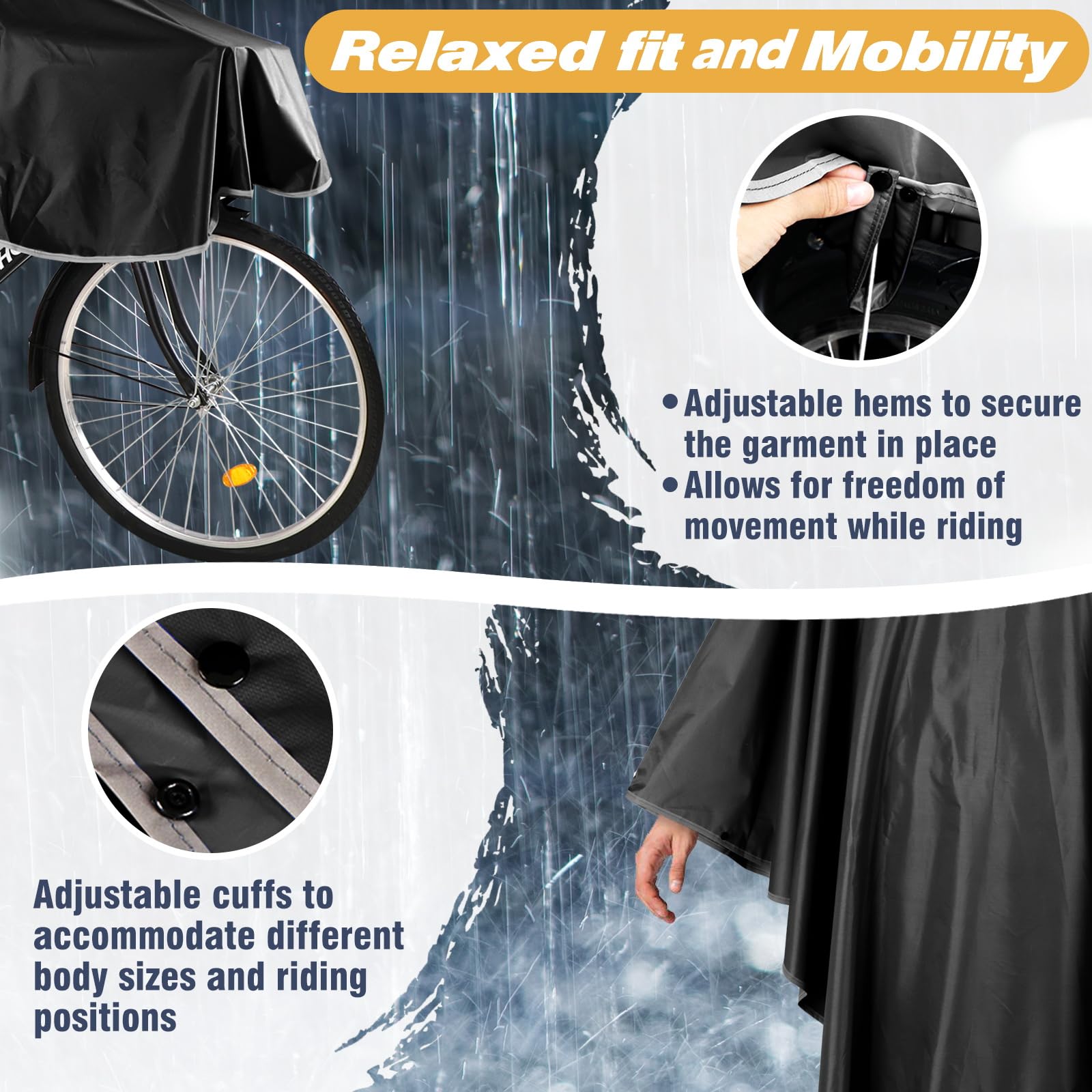 ANYOO Waterproof Rain Poncho Bike Bicycle Rain Capes Lightweight Compact Reusable for Adults