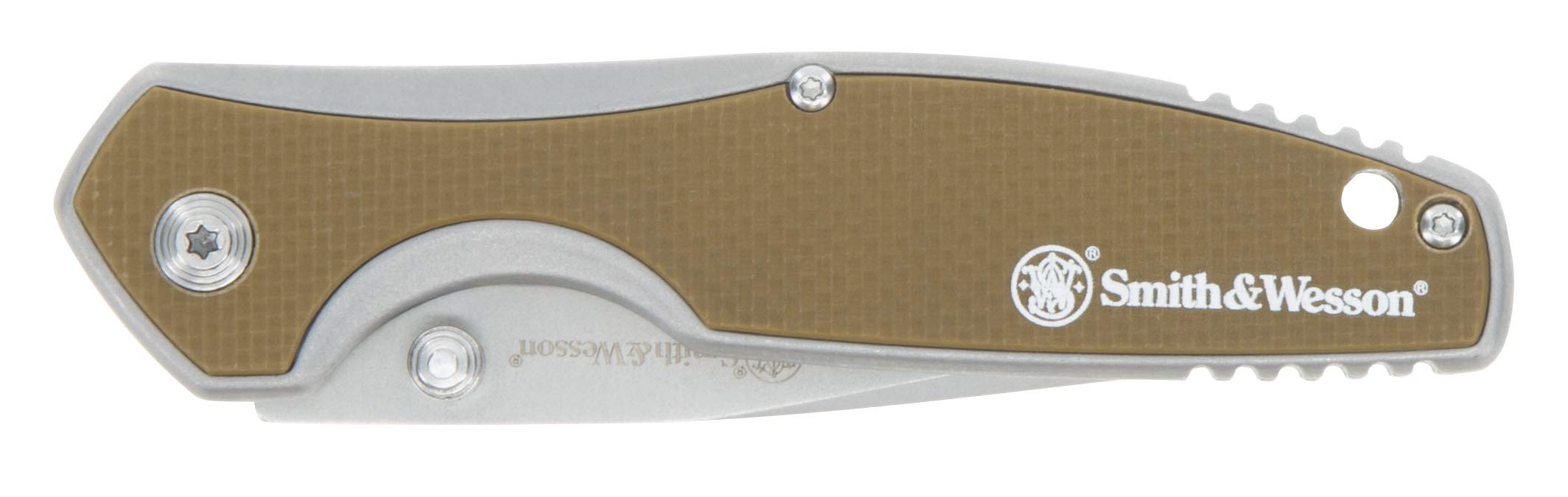 Smith & Wesson Cleft 7.75in S.S. Assisted Folding Knife with 3.5in Drop Point Blade and Stainless/G10 Handle for Outdoor, Tactical, Survival and EDC