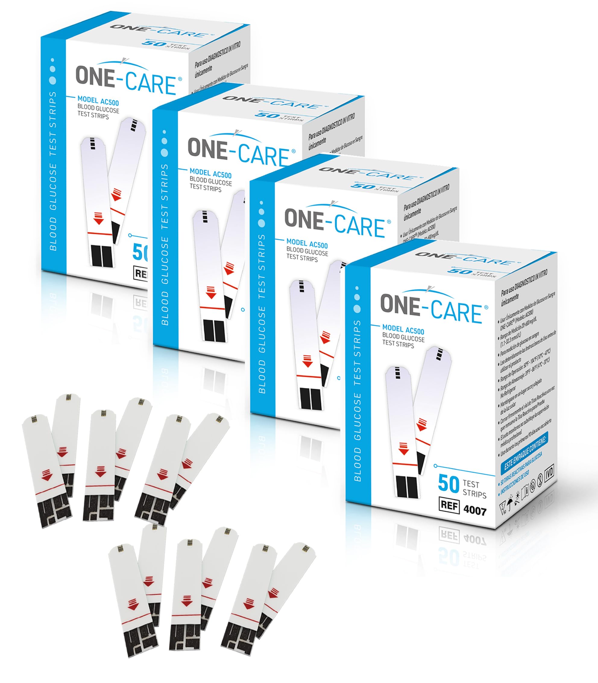 ONE-CARE 200 count Blood Glucose Test Strips, Precision Sugar Measurement for Diabetics, Monitor Your Diabetes (4 boxes of 50 each)