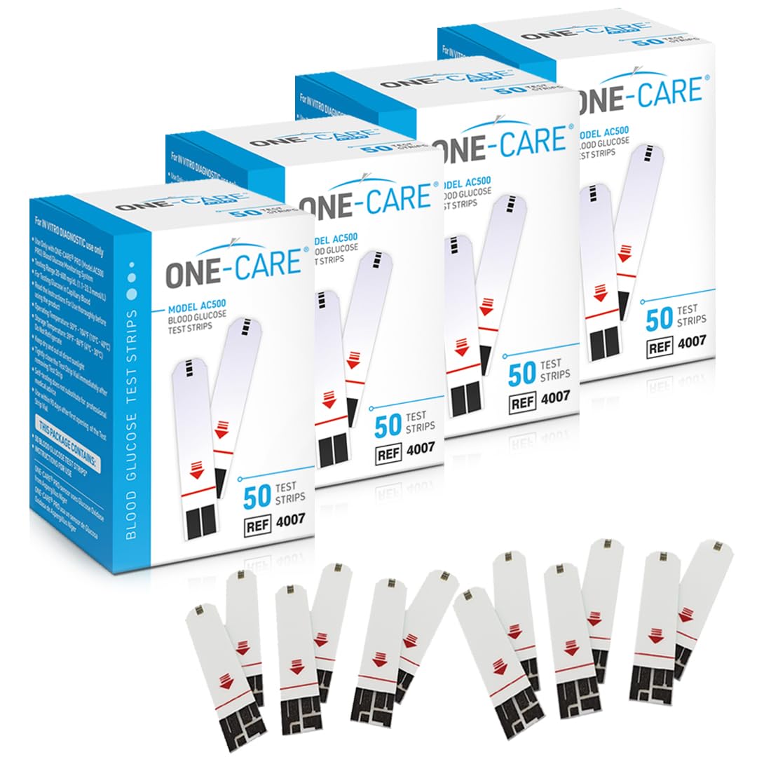 ONE-CARE 200 count Blood Glucose Test Strips, Precision Sugar Measurement for Diabetics, Monitor Your Diabetes (4 boxes of 50 each)
