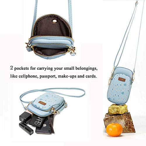 Techcircle Small Crossbody Purse for Girls, PU Leather Cell Phone Wallet Shoulder Bag with Removable Strap for iPhone, Samsung, LG 6" Smartphone, Blue