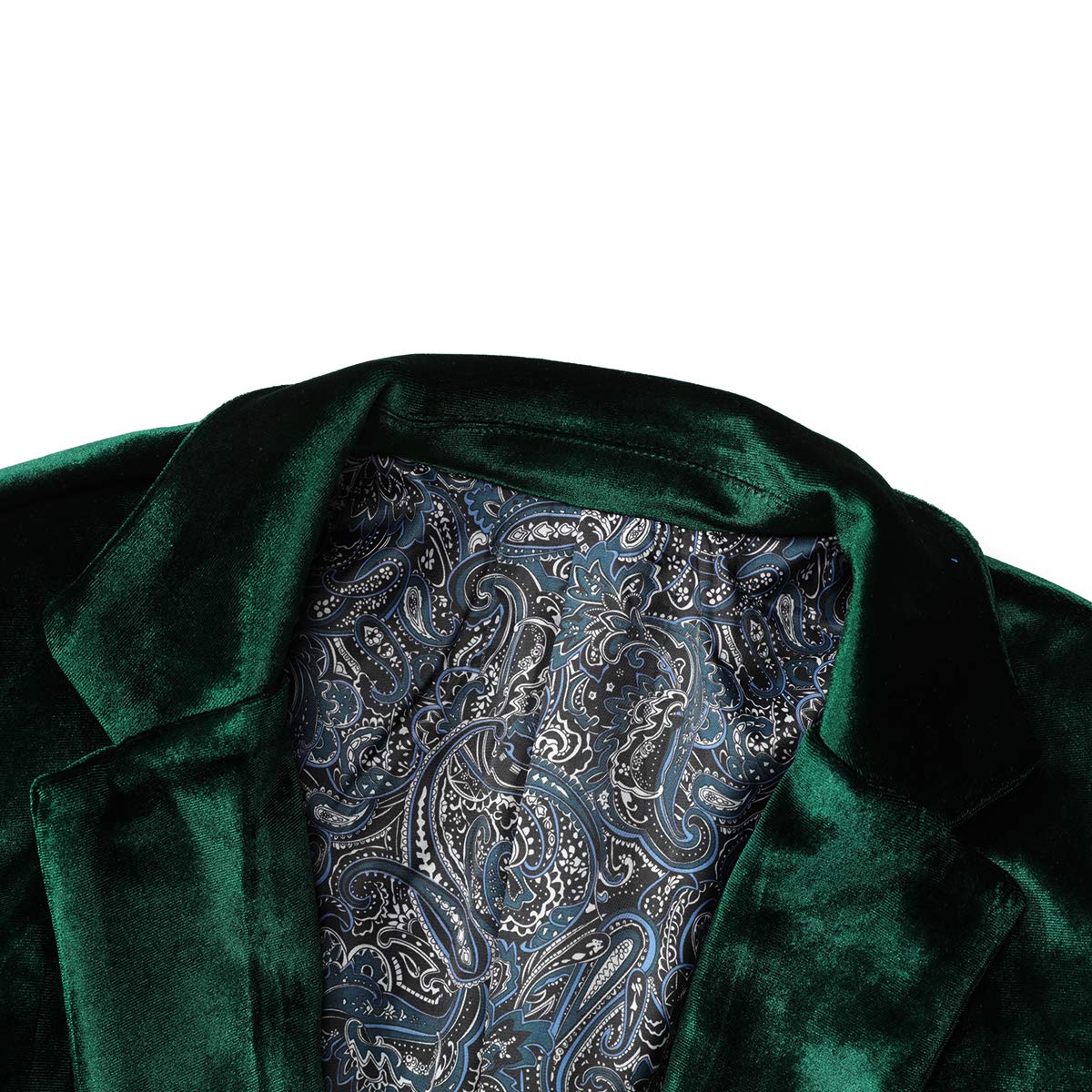 WEEN CHARM Velvet Blazer for Men Slim Fit One Button Sport Coat Tuxedo Jacket for Prom Wedding Party Dinner Green