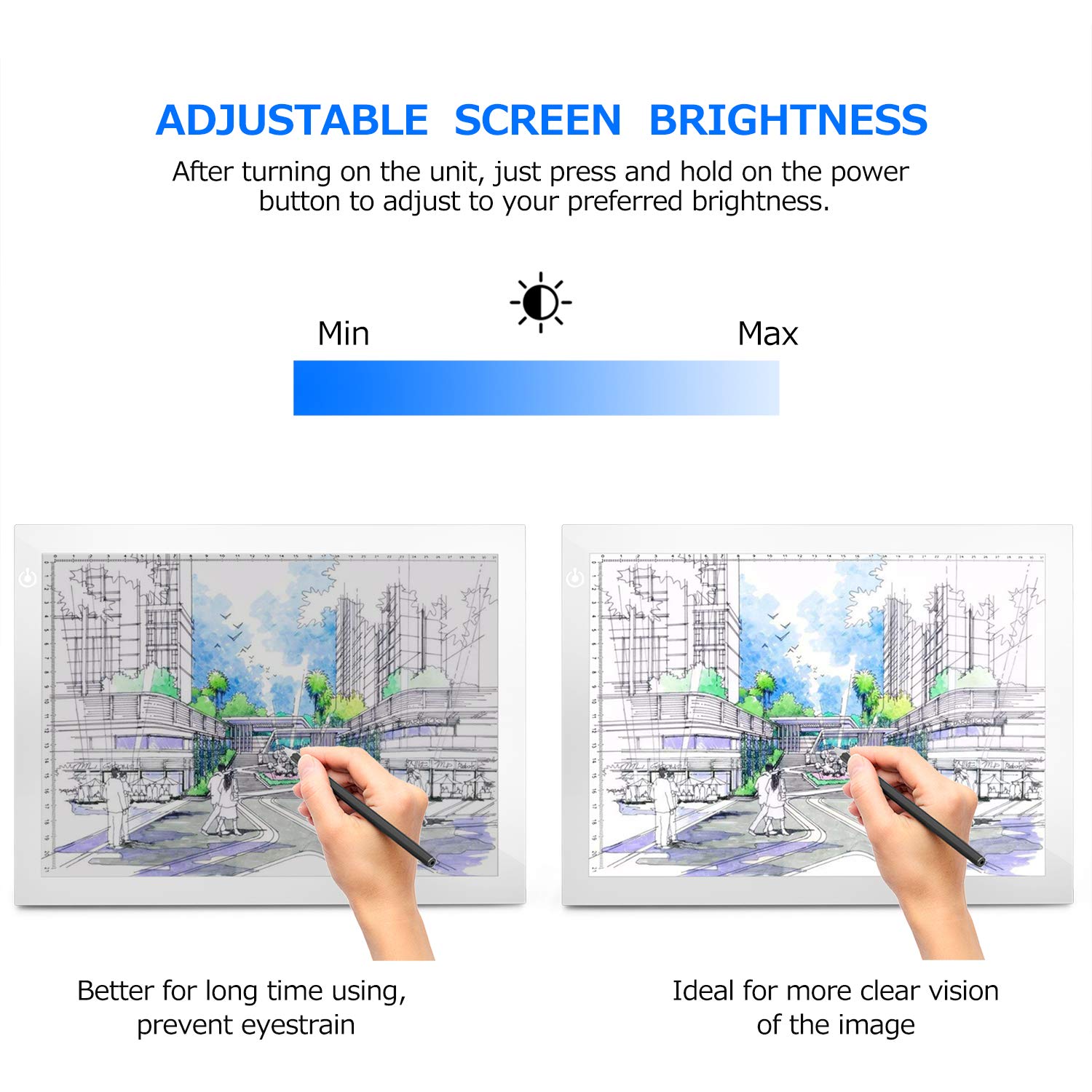 A4 Dimmable Brightness LED Artcraft Light Box Tracer Slim Light Pad Portable Tablet, ME456 USB Power Cable Copy Drawing Board Tracing Table for Artists Designing, Animation, Sketching (White)