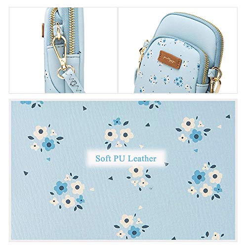 Techcircle Small Crossbody Purse for Girls, PU Leather Cell Phone Wallet Shoulder Bag with Removable Strap for iPhone, Samsung, LG 6" Smartphone, Blue