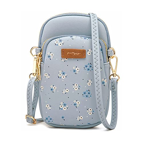 Techcircle Small Crossbody Purse for Girls, PU Leather Cell Phone Wallet Shoulder Bag with Removable Strap for iPhone, Samsung, LG 6" Smartphone, Blue
