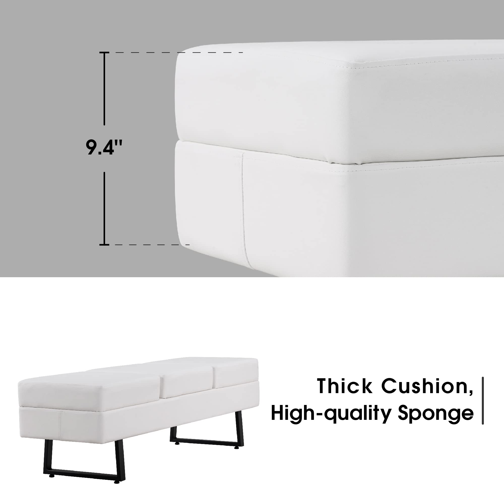 BarberPub Waiting Room Chairs, Heavy Duty Office Guest Reception Bench, Faux Leather Upholstered Lobby Chairs for Salon, Conference Room 7008 (Cream White)