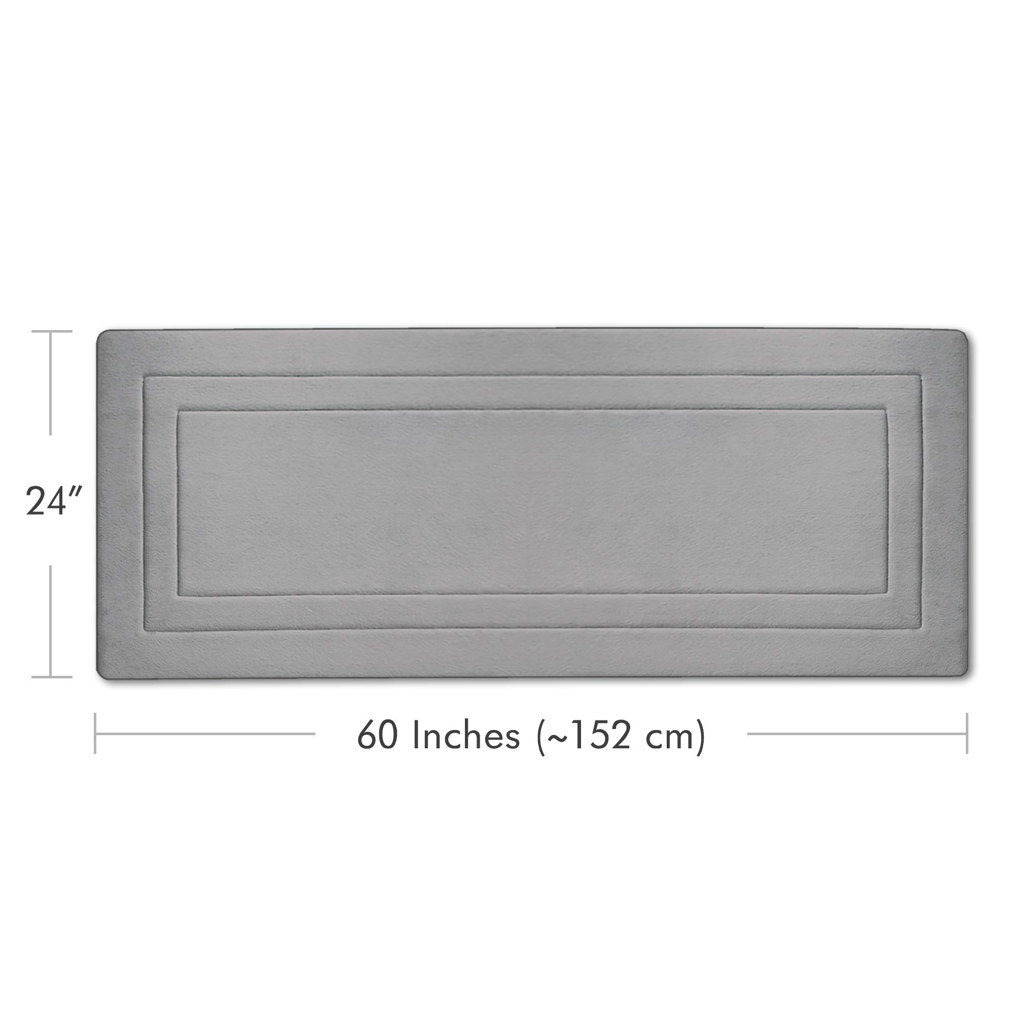 Ellendi Ultima Comfort Memory Foam Runner Rug - 24" x 60", Non-Slip Kitchen Runner - Extra-Long Bath Mat for Bathroom and Bedroom Floor (Gray)