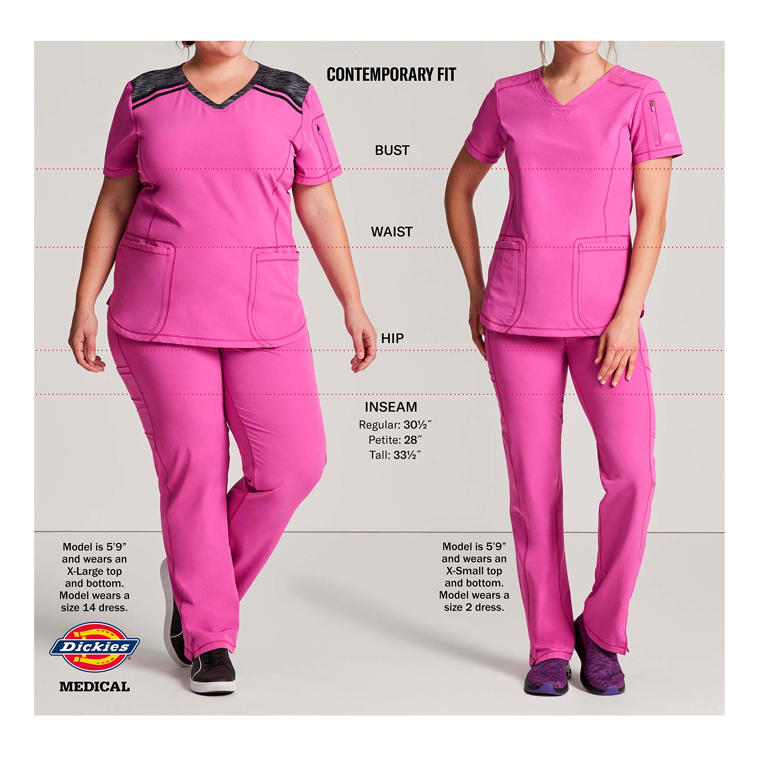 Dickies EDS Signature Women Scrubs Top V-Neck DK880, XS, Ciel
