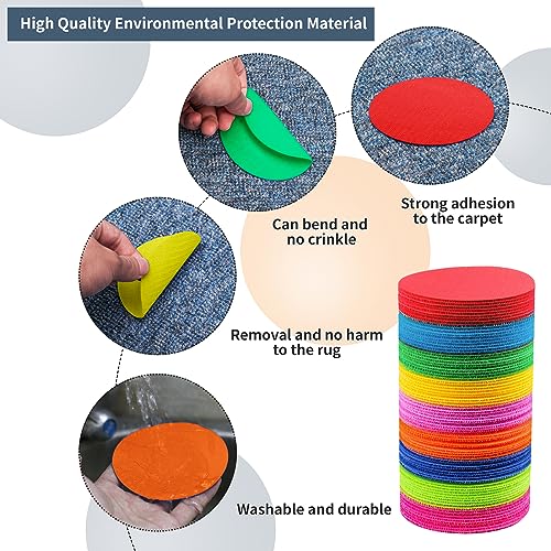 IKAYAS 100 Pcs Carpet Spots Markers Carpet Circles Carpet Dots Markers for Kids Preshool Classroom Social Distancing, Carpet Floor Dots Carpet Markers for Classroom Decoration