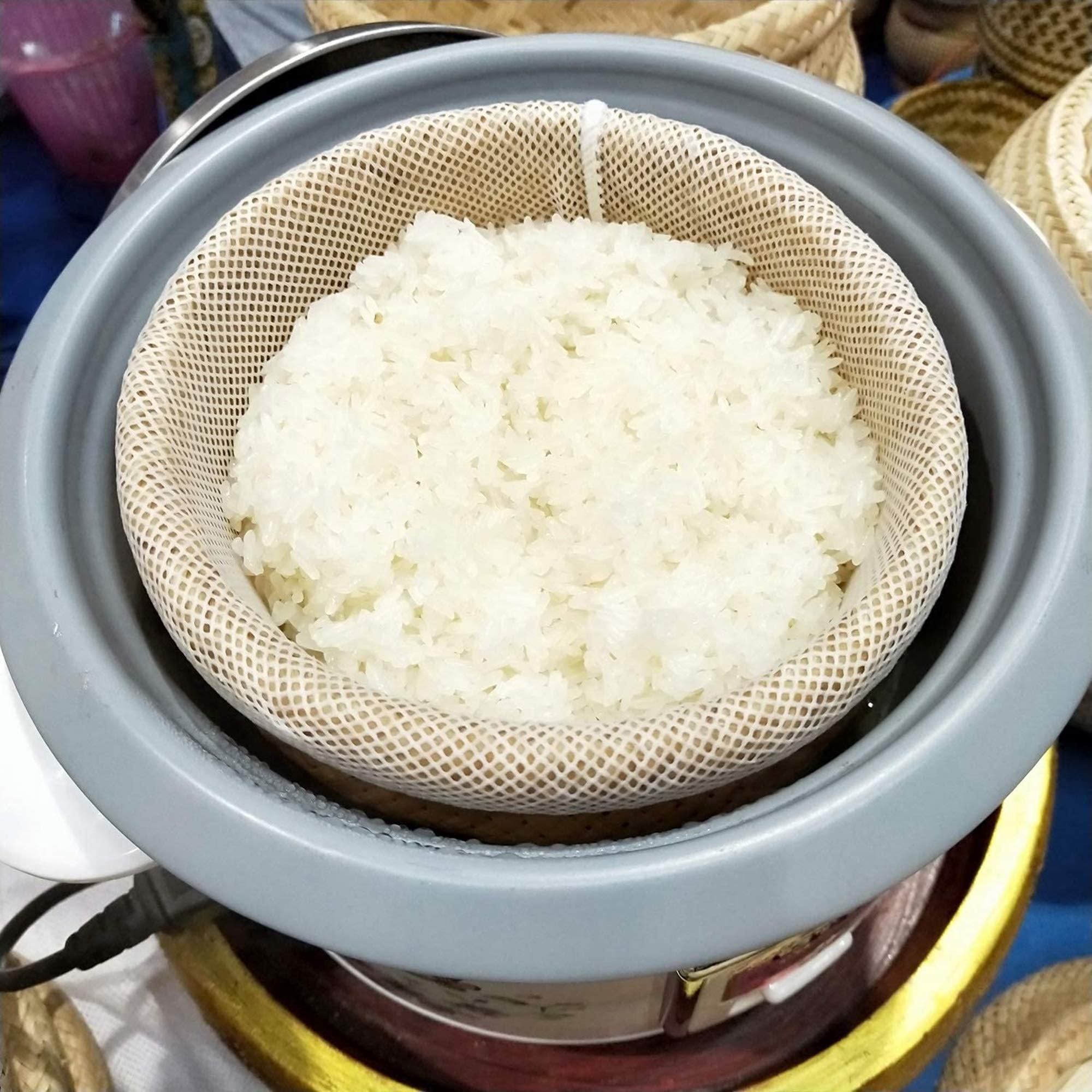 Heavens Tvcz Bamboo Rice Steamer Basket Cooker Thai Asian Food Thai Hot Food Free Cloth 2 Pcs