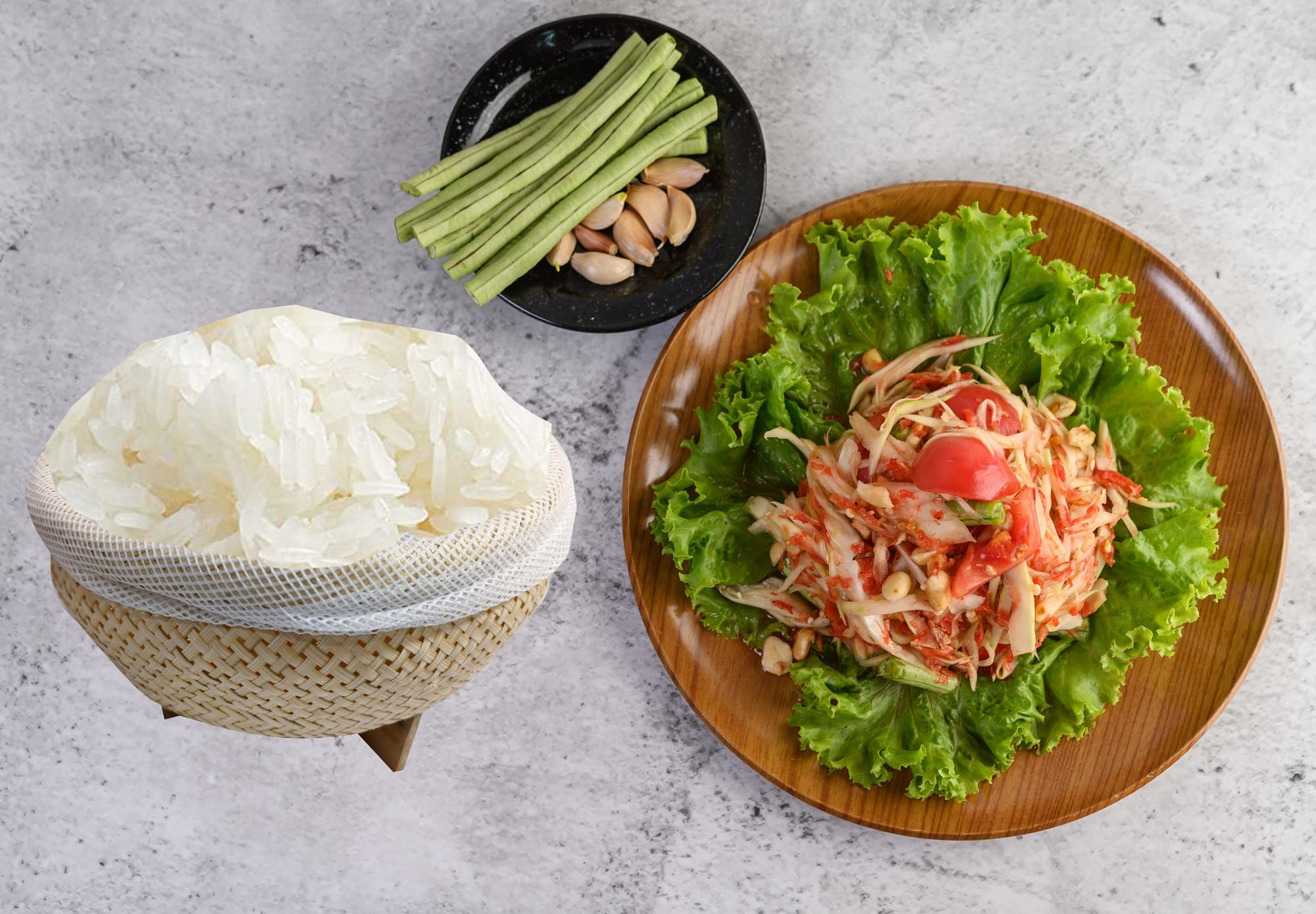 Heavens Tvcz Bamboo Rice Steamer Basket Cooker Thai Asian Food Thai Hot Food Free Cloth 2 Pcs