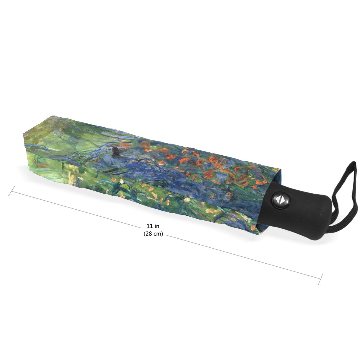 AHOMY Auto Open Close Umbrella, Monet's Water-Lily Pond Giverny Folding Travel Umbrellas for Rain and Sun