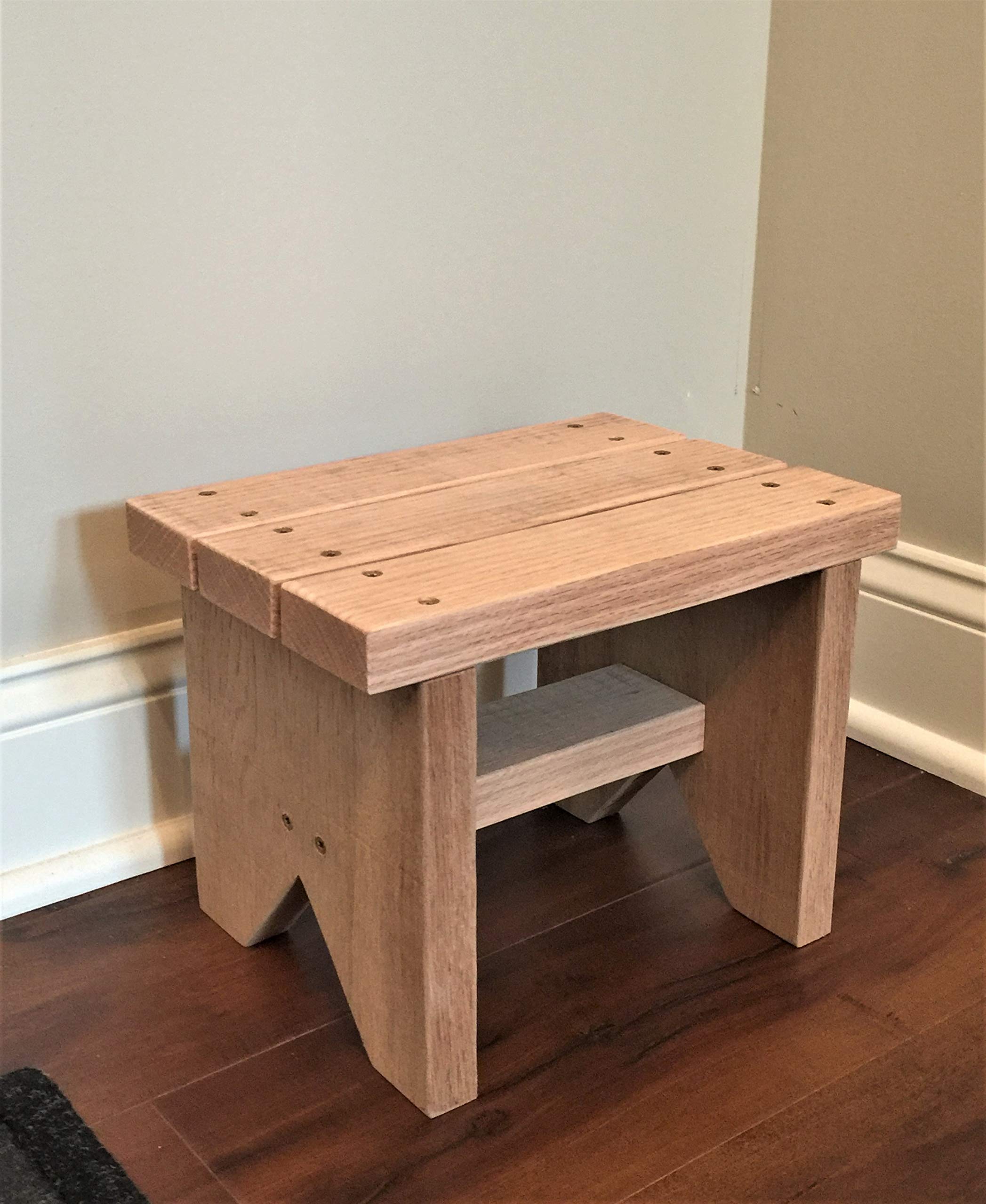 Classic Amish Reclaimed Wood Stool. Natural, Rustic, Solid. Versatile Home Decor Piece. Handmade in USA. Step/Sitting/Footstool/Plant Stand.