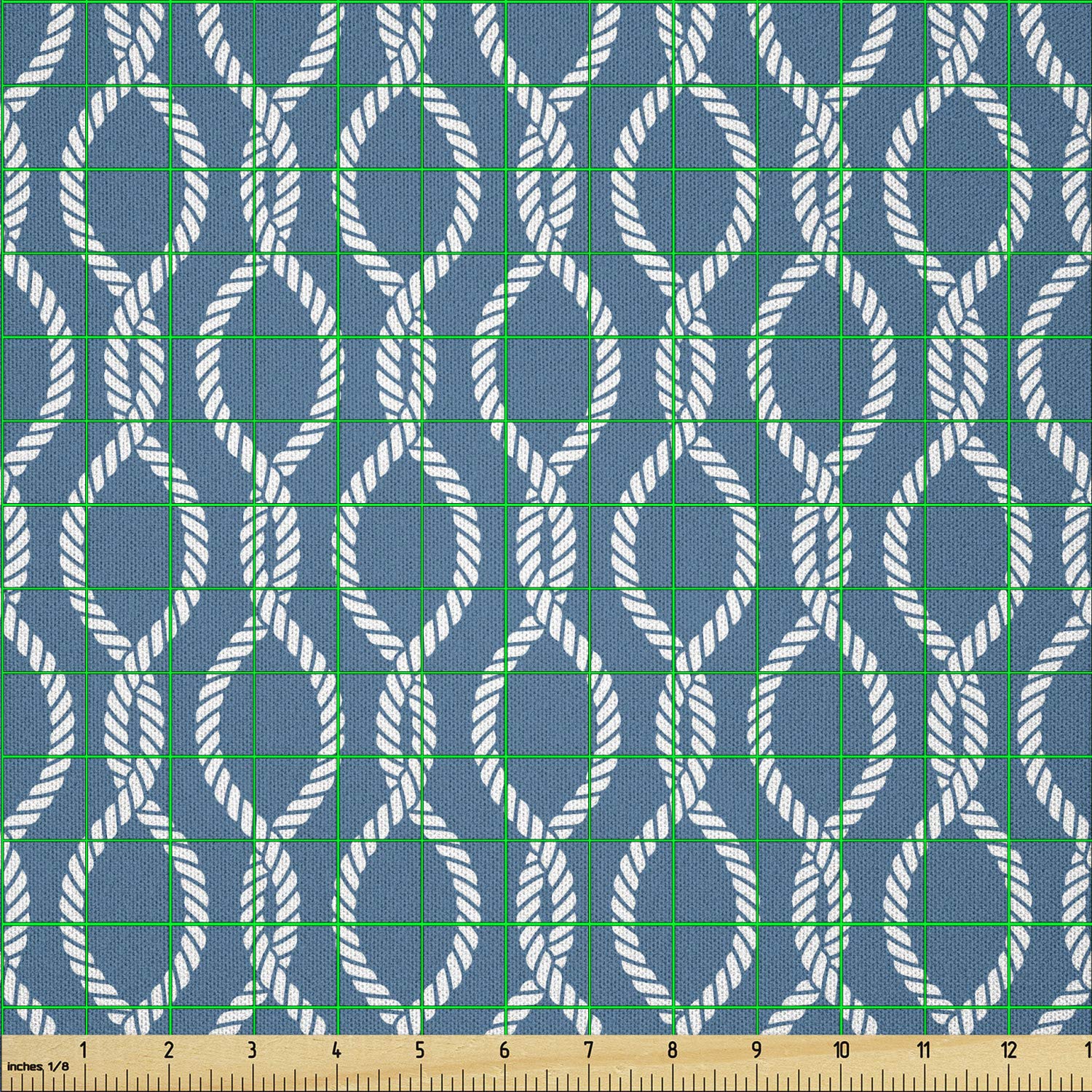Ambesonne Nautical Fabric by The Yard, Oceanic Art Themed Monochrome Pattern of Integrating Look Modern Stripes Print, Microfiber Fabric for Arts and Crafts Textiles & Decor, White Sea Blue