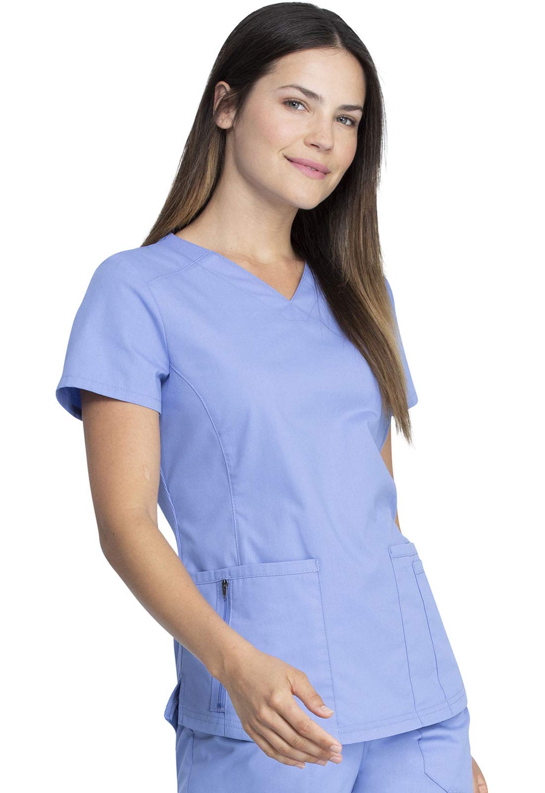 Dickies EDS Signature Women Scrubs Top V-Neck DK880, XS, Ciel