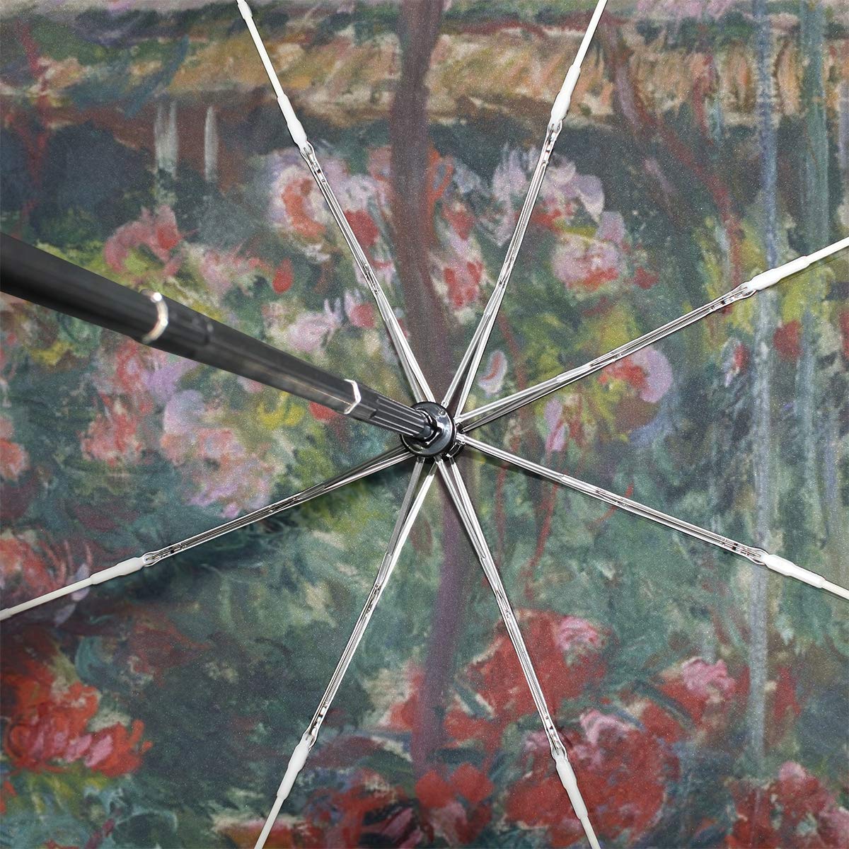 AHOMY Auto Open Close Umbrella, Flower Watercolor Monet Folding Travel Umbrellas for Rain and Sun