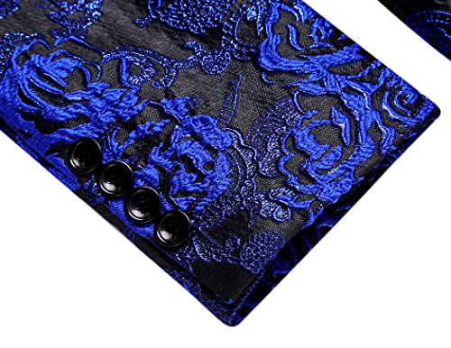 COOFANDY Men's Floral Tuxedo Jacket Rose Embroidered Suit Jacket Wedding Prom Dinner Party Blazer