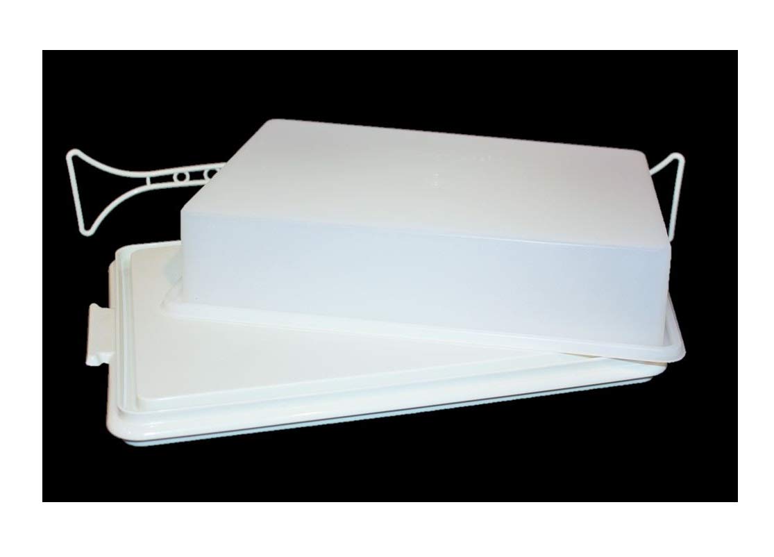 Tupperware Vintage Cake Taker Rectangle Almond Off White