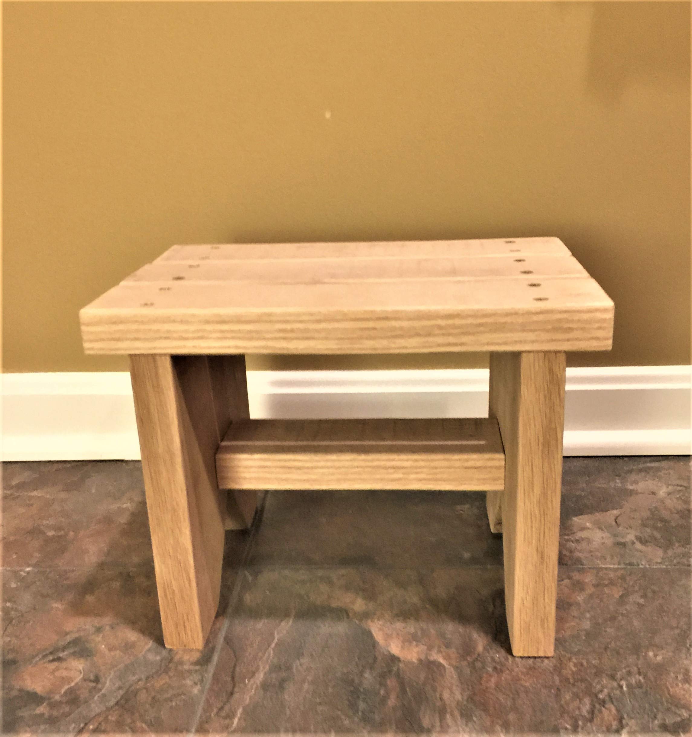 Classic Amish Reclaimed Wood Stool. Natural, Rustic, Solid. Versatile Home Decor Piece. Handmade in USA. Step/Sitting/Footstool/Plant Stand.