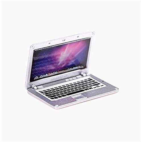 EatingBiting 2 Pack 1:12 Mini House Miniature Home Living Room Mini Laptops Notebook Computers Screen Mini Laptop Miniature Scene Model Scale Accessories Black + Silver