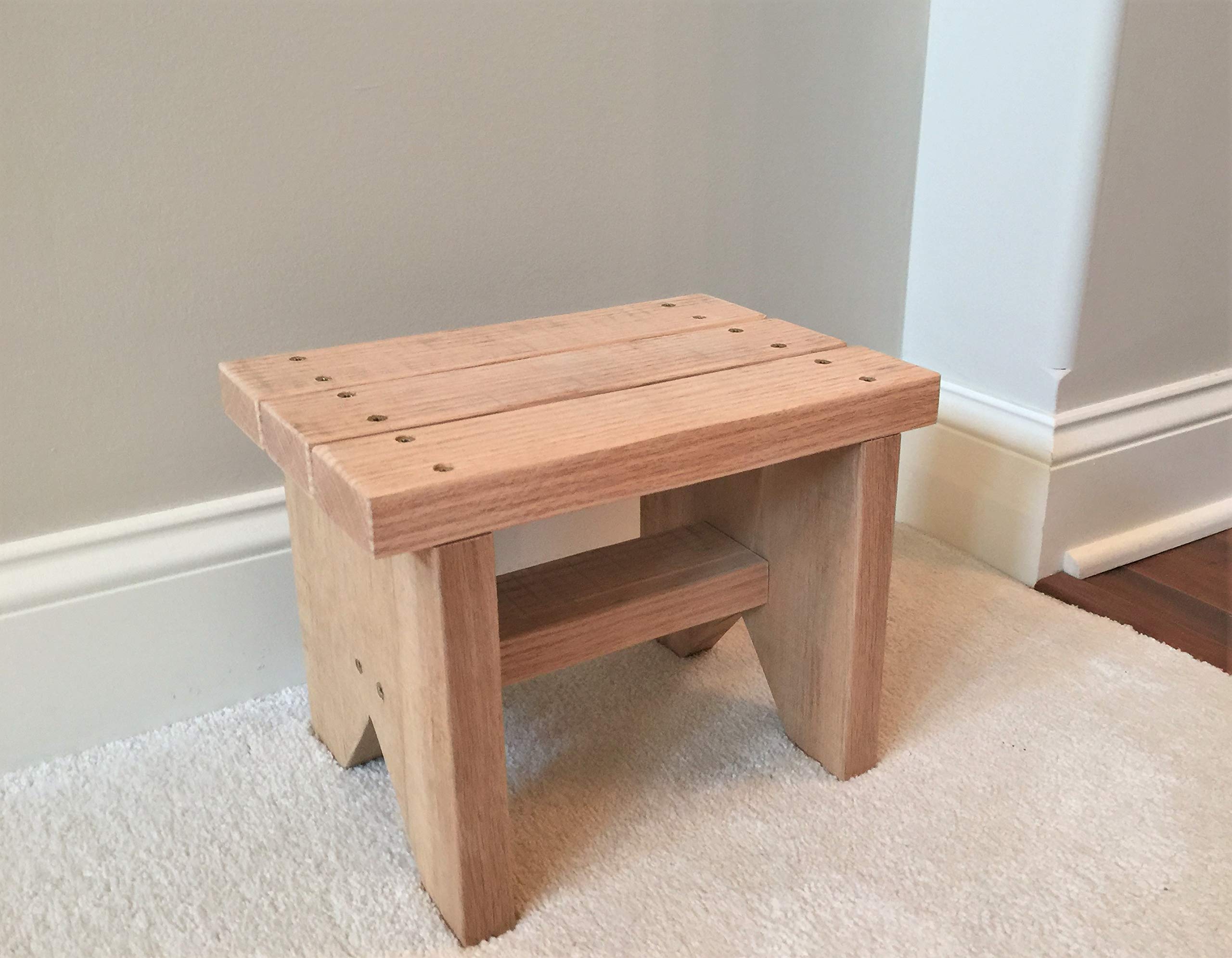 Classic Amish Reclaimed Wood Stool. Natural, Rustic, Solid. Versatile Home Decor Piece. Handmade in USA. Step/Sitting/Footstool/Plant Stand.