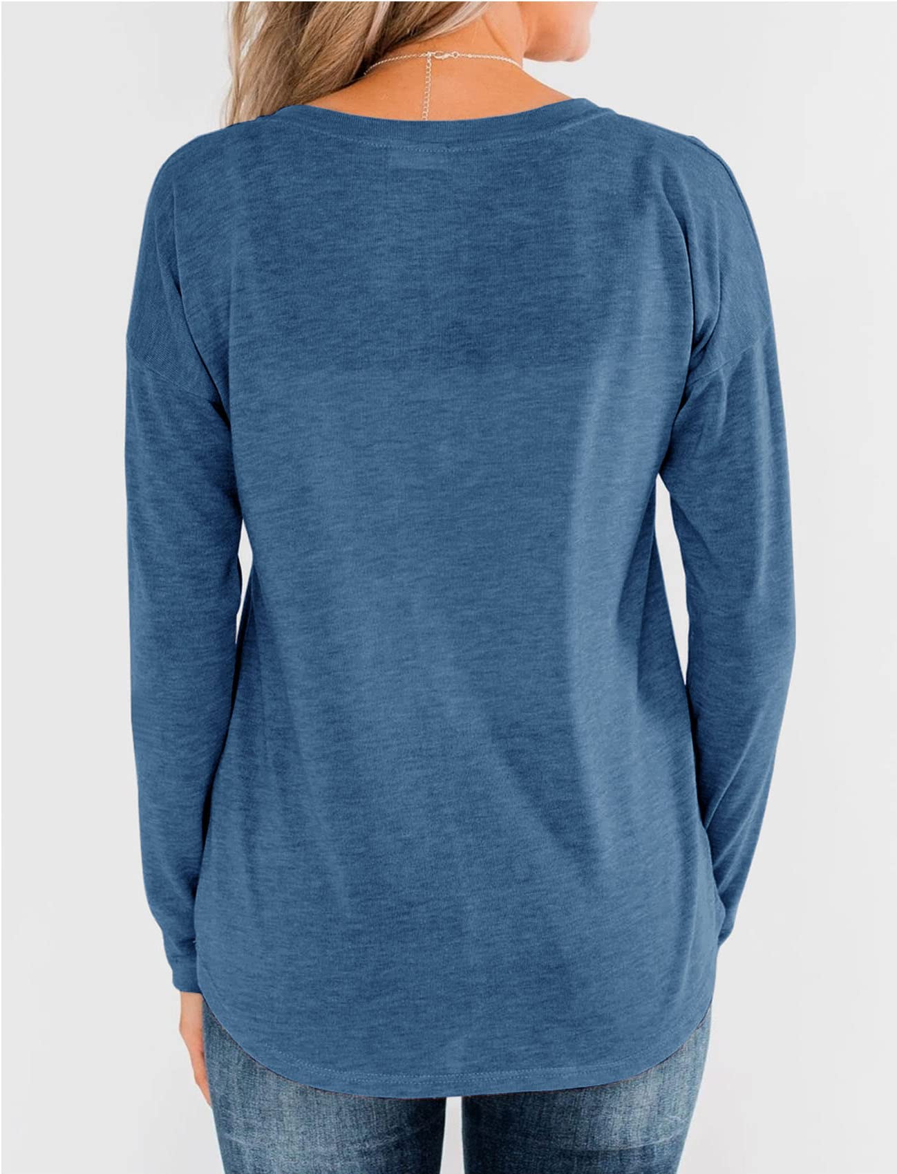 Topstype Womens Henley Tops Long Sleeve Shirts Thermal Pullover Casual Loose Fit Henley Neck Tunics