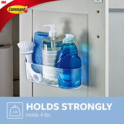 Command Under Sink Cabinet Caddy, Holds up to 7.5 lbs, 1-Caddy, 4-Strips, Organize Damage-Free & Large Caddy, Clear, with 4 Clear Indoor Strips, Organize Damage-Free