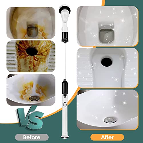 Electric Spin Scrubber, GOFOIT Cordless Shower Scrubber for Cleaning Bathroom, Tile, Floor, Tub and Power Cleaning Brush with Adjustable Extension Handle and 5 Replaceable Rotating Brush Heads