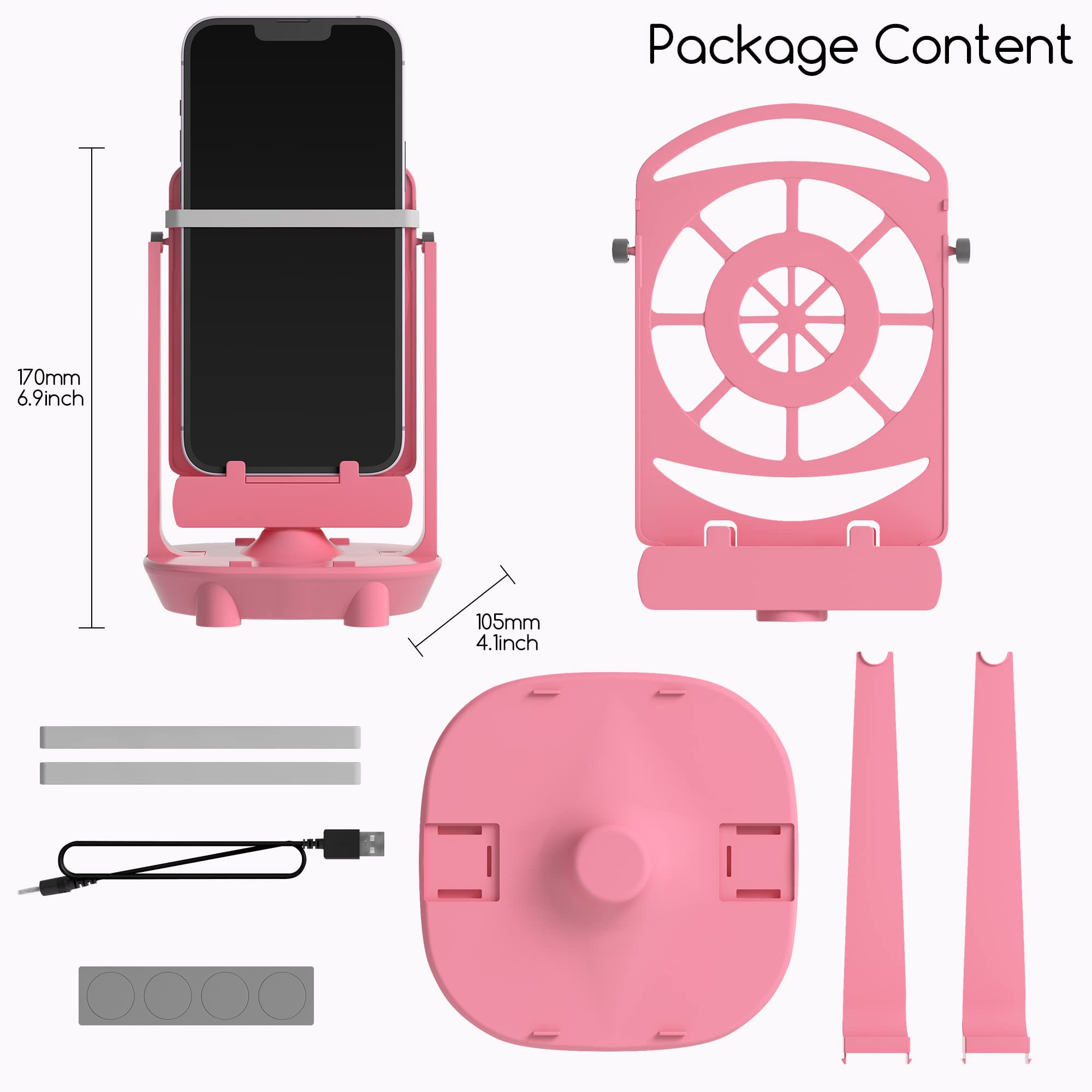 Orzero Steps Counter Compatible for Pokemon Go Walker Phone Swing Accessories Cellphone Pedometer (USB Cable) (Easy Installation) (Mute Version) Egg hatcher Rocker Quick Steps Earning Device - Pink