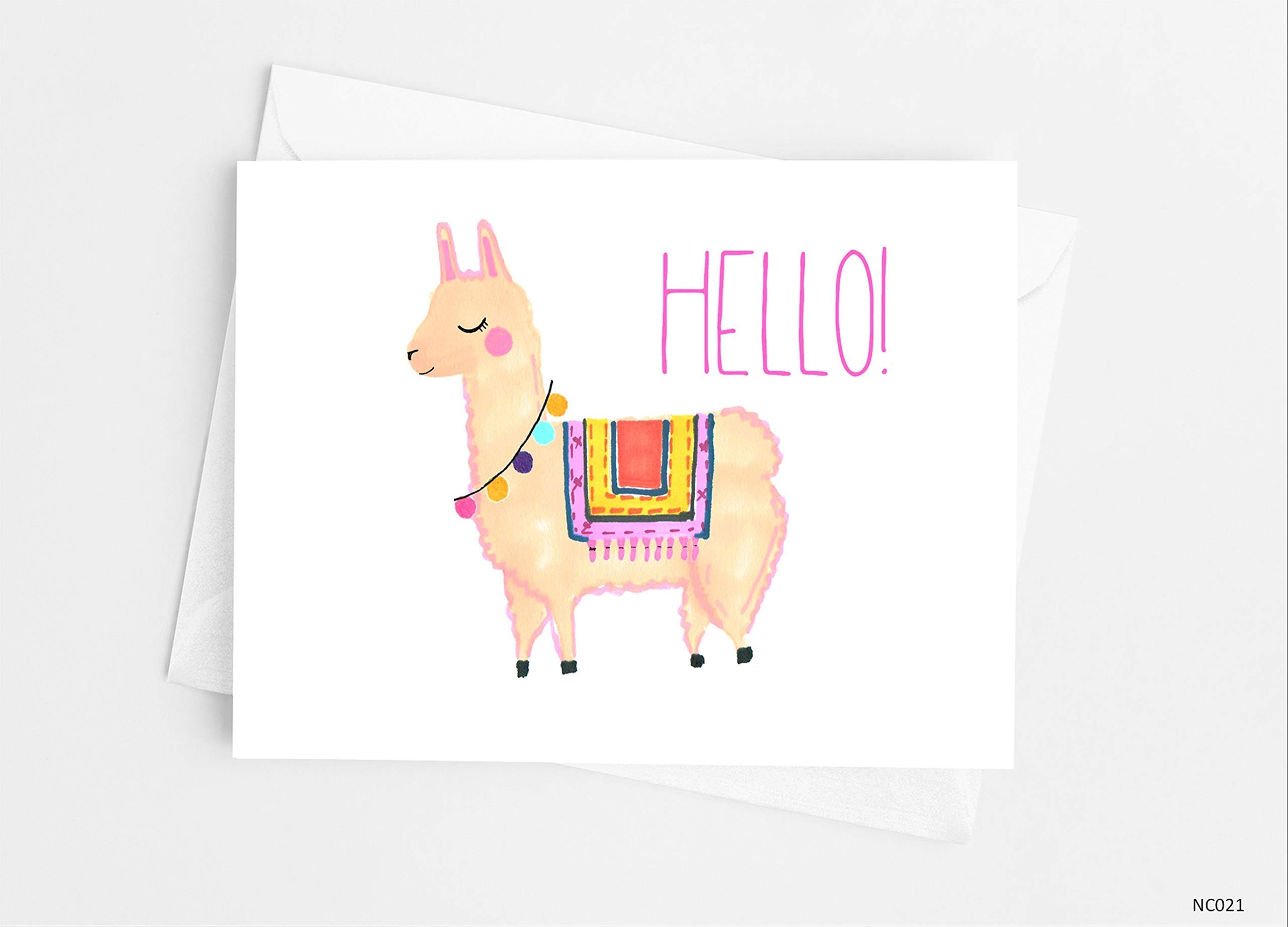 Llama Note Cards with Envelopes, Stationery Set for Girls, Pack of 10 Folded Notecards