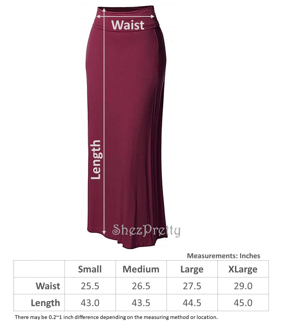 ShezPretty Women's Premium Fold Over High Waist Long Floor Length Maxi Skirt (Large, Black)