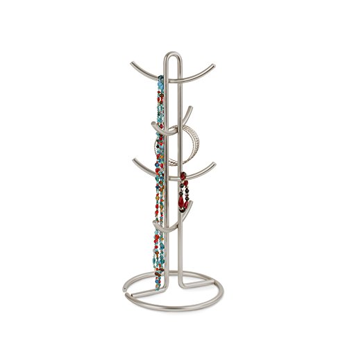 Spectrum Diversified Euro Large 8 Holder, Mug Tree, Mugs & Tea Cup Storage Rack, Coffee Counter Bar Accessory & Kitchen Countertop Organizer, Satin Nickel