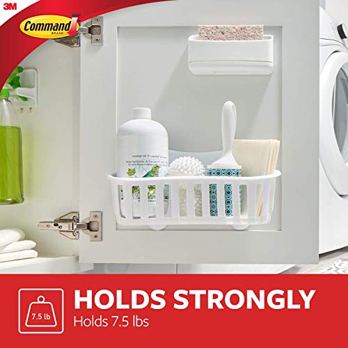 Command Under Sink Cabinet Caddy, Holds up to 7.5 lbs, 1-Caddy, 4-Strips, Organize Damage-Free & Large Caddy, Clear, with 4 Clear Indoor Strips, Organize Damage-Free