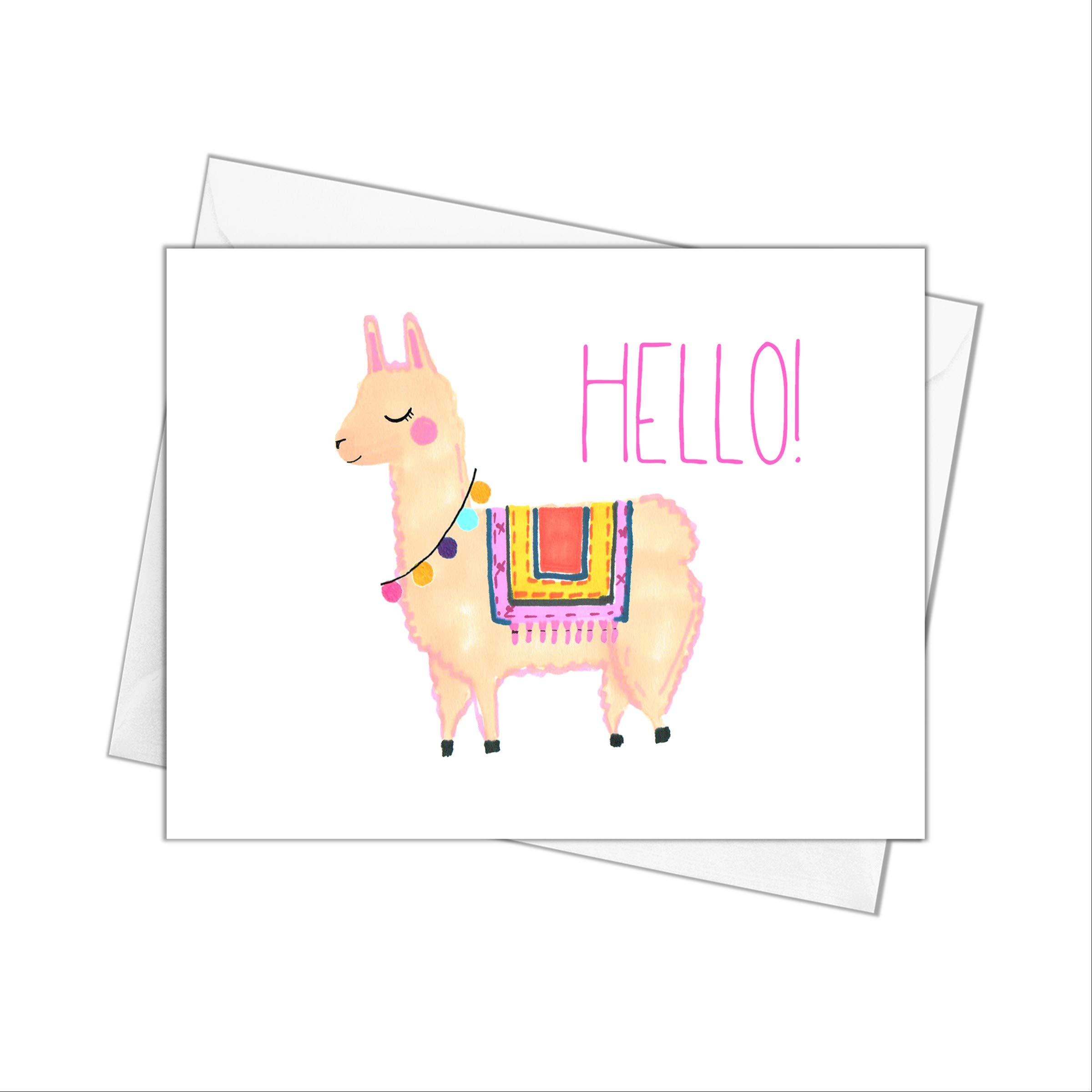 Llama Note Cards with Envelopes, Stationery Set for Girls, Pack of 10 Folded Notecards