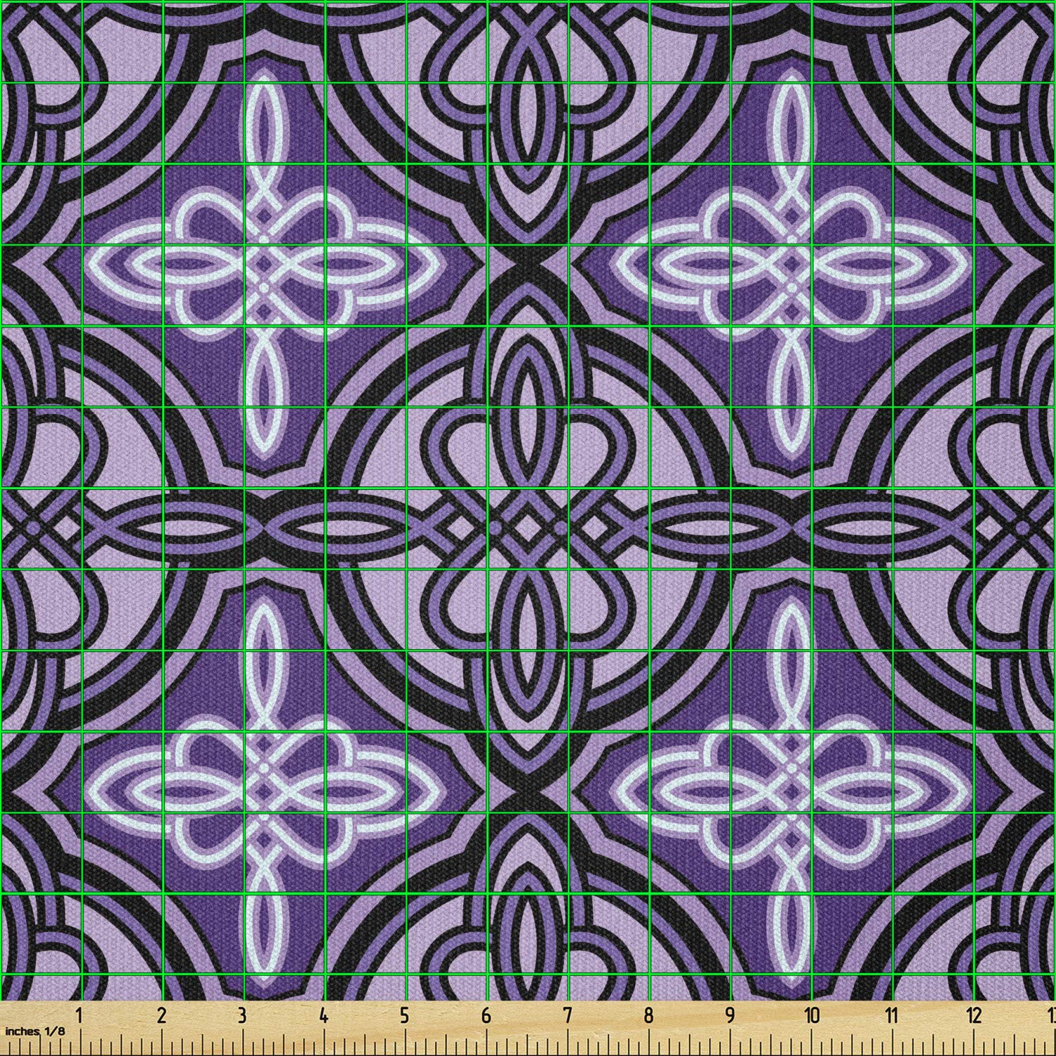 Ambesonne Celtic Fabric by The Yard, Unique Celtic Knot with Swirling and Twisted Line Details Print, Stretch Knit Fabric for Clothing Sewing and Arts Crafts, 3 Yards, Violet Lilac