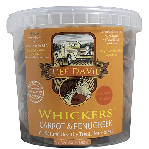 Front Porch Pets - Chef David Horse Treats Healthy Real Food Horse Treats, No Added Sugar, No Artificial Flavors, Stall Treats for Horses, Made in USA - Whickers - Carrot & Fenugreek, 24oz