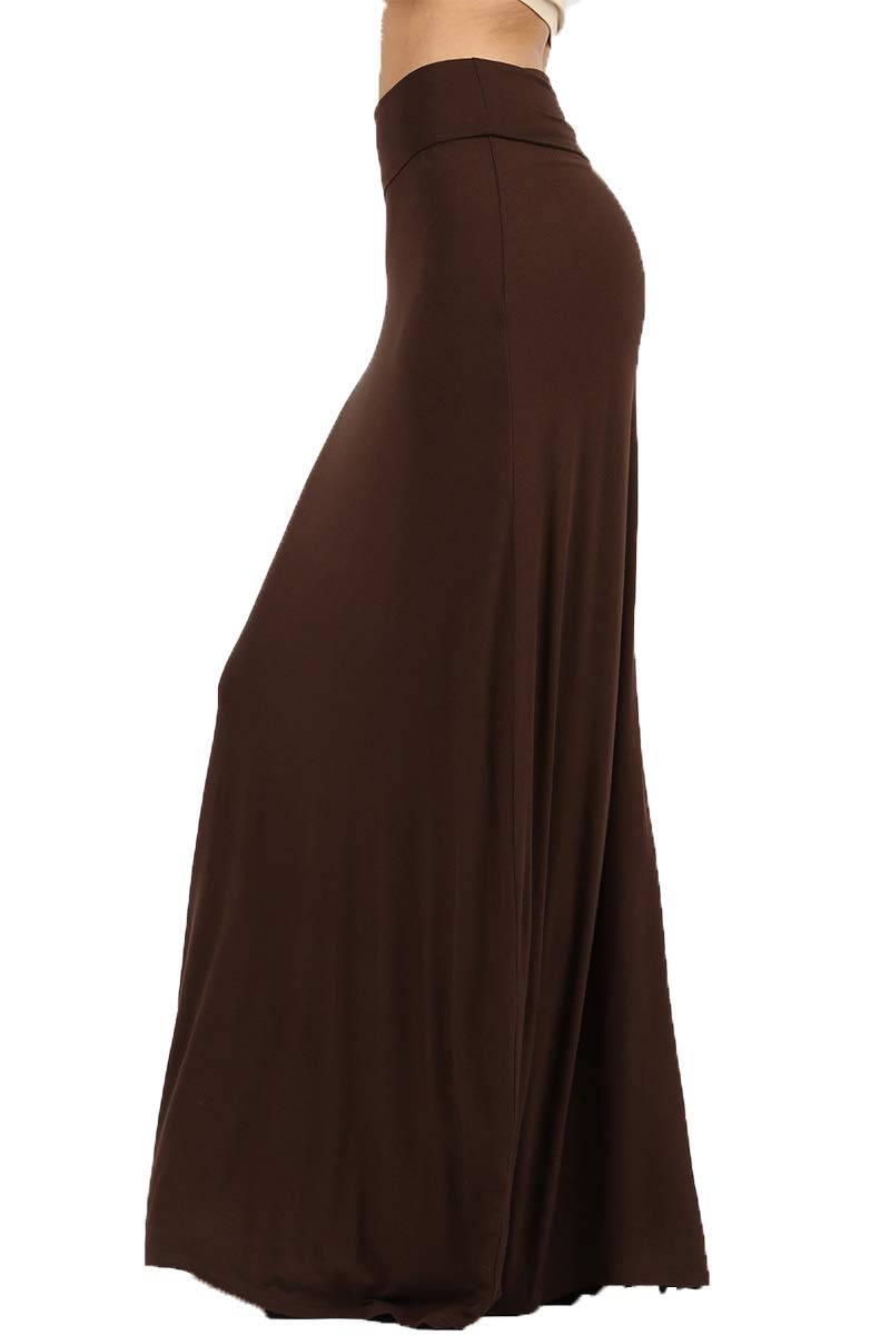ShezPretty Women's Premium Fold Over High Waist Long Floor Length Maxi Skirt (Medium, Americano)