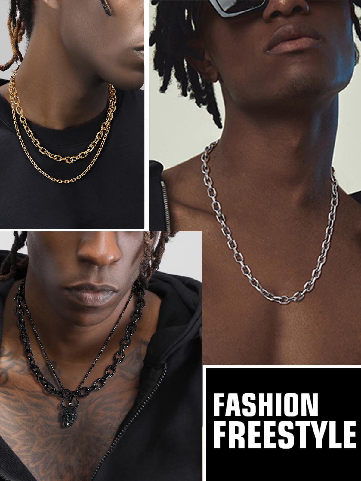 Cable Necklace Men's 7mm 28 inch Necklace 316L Stainless Steel Thick Rolo Chain
