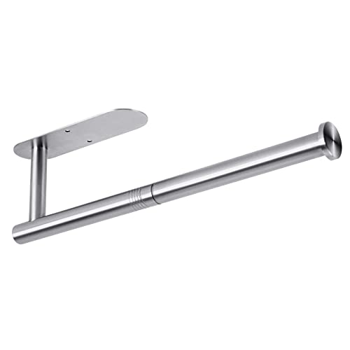Elyum Paper Towel Holder Under Kitchen Cabinet Self Adhesive or Drilling, Spliceable Paper Towel Holder Wall Mount Sturdy and Durable Stainless Steel Towel Roll Rack for Bathroom(13 Inch, Silver)