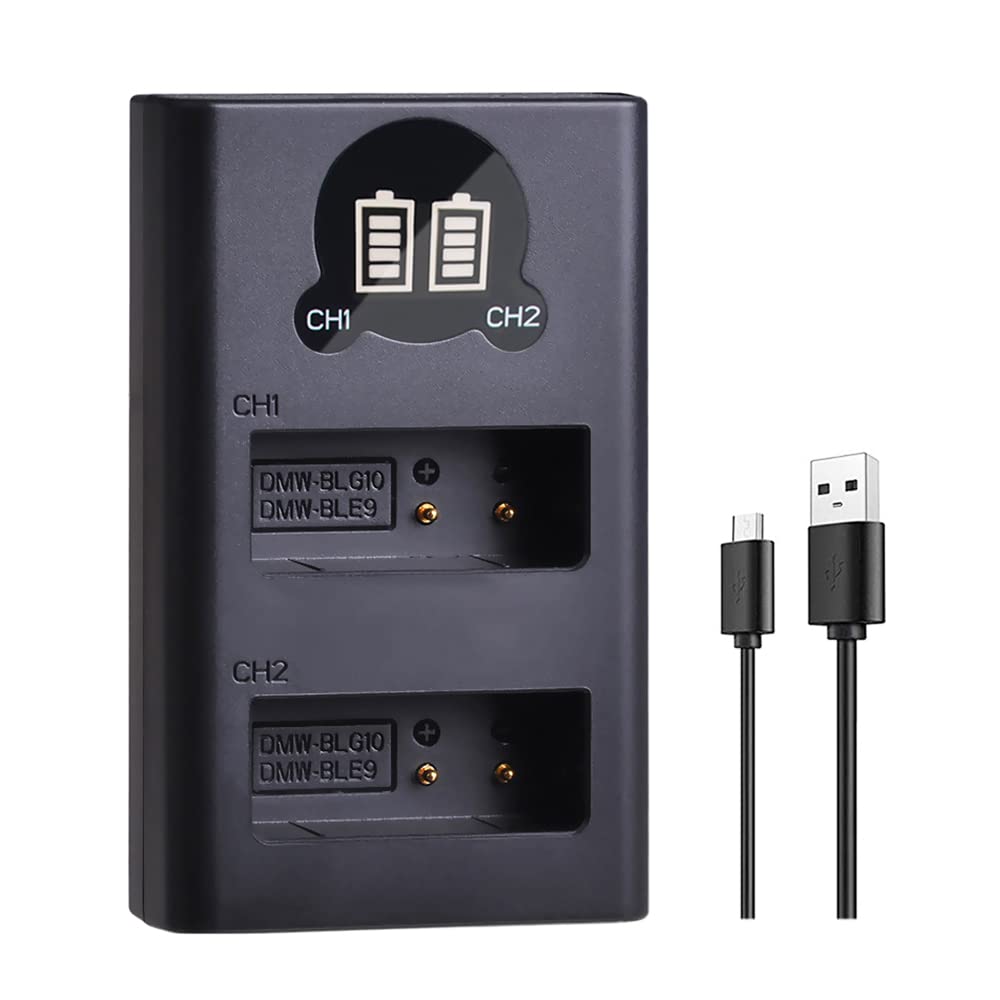 DMW-BLG10, Pickle Power 2 Pack 1280mAh Battery with LED Dual USB Charger for Panasonic Lumix DC-ZS80, DC-GX9, DC-LX100 II, DC-ZS200, DC-ZS70, DMC-GX80,GX85,DC-G100,DMC-ZS60 Cameras.